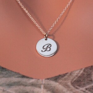 Sterling Silver Cursive Circular B Initial Charm Necklace, Cursive B ...