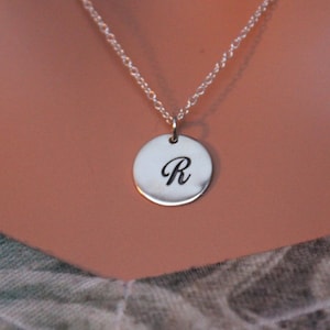 Sterling Silver Cursive Circular R Initial Charm Necklace, Cursive R ...