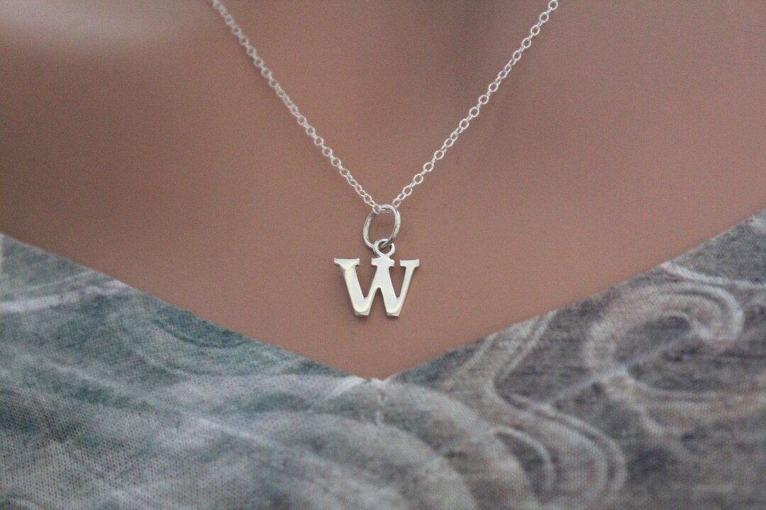 Sterling Silver Lowercase W Initial Necklace - Etsy