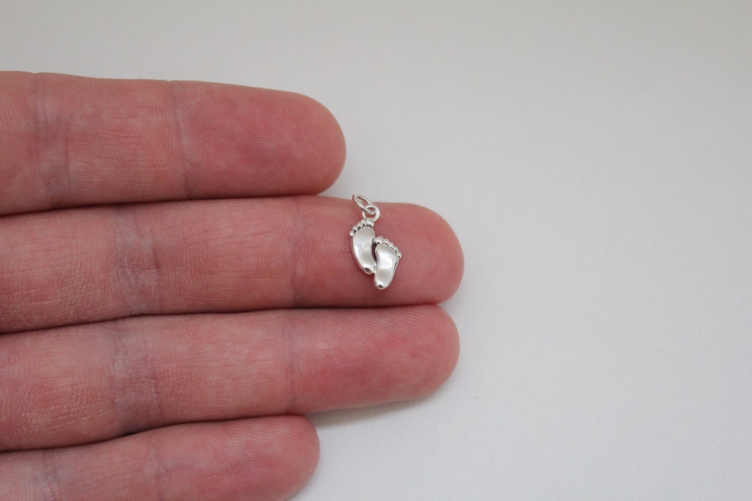 Sterling Silver Footprints Charm: Baby Feet Pendant - Etsy