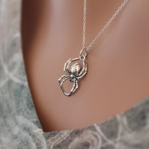 Sterling Silver Realistic Spider Pendant Necklace, Spider Pendant ...