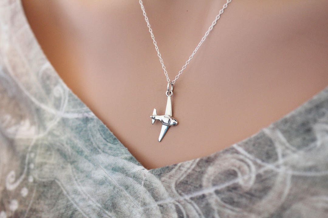 Sterling Silver Airplane Necklace: Pilot Gift, Aviation Jewelry - Etsy