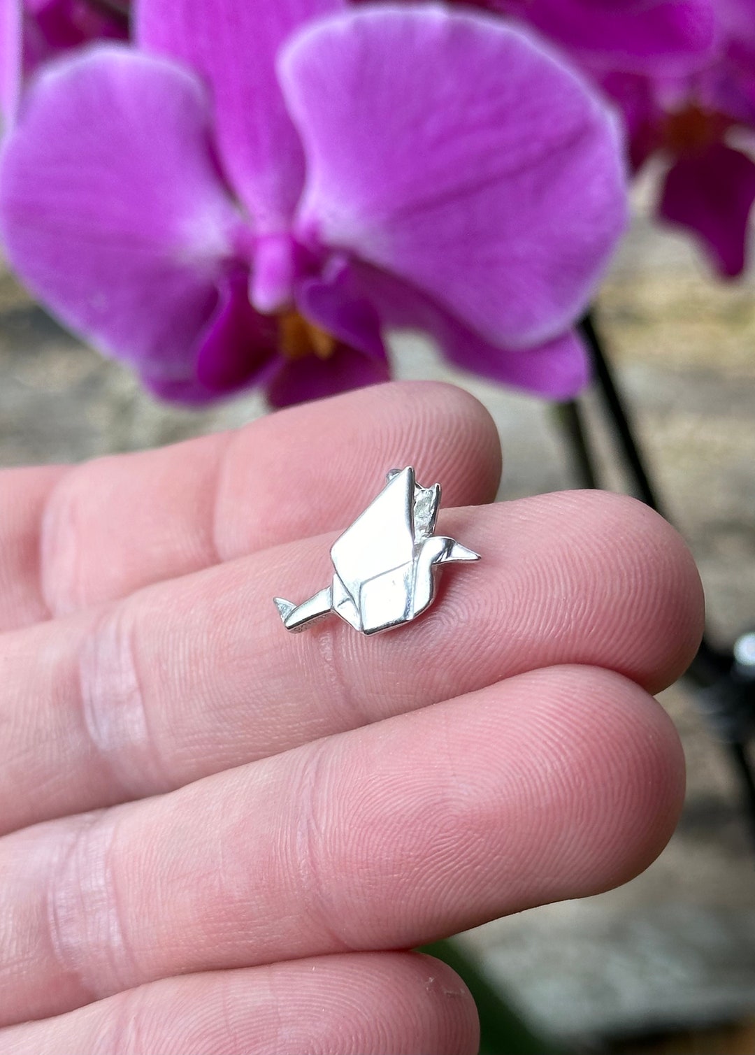 Sterling Silver Origami Paper Crane Charm, Silver 3D Origami Paper ...