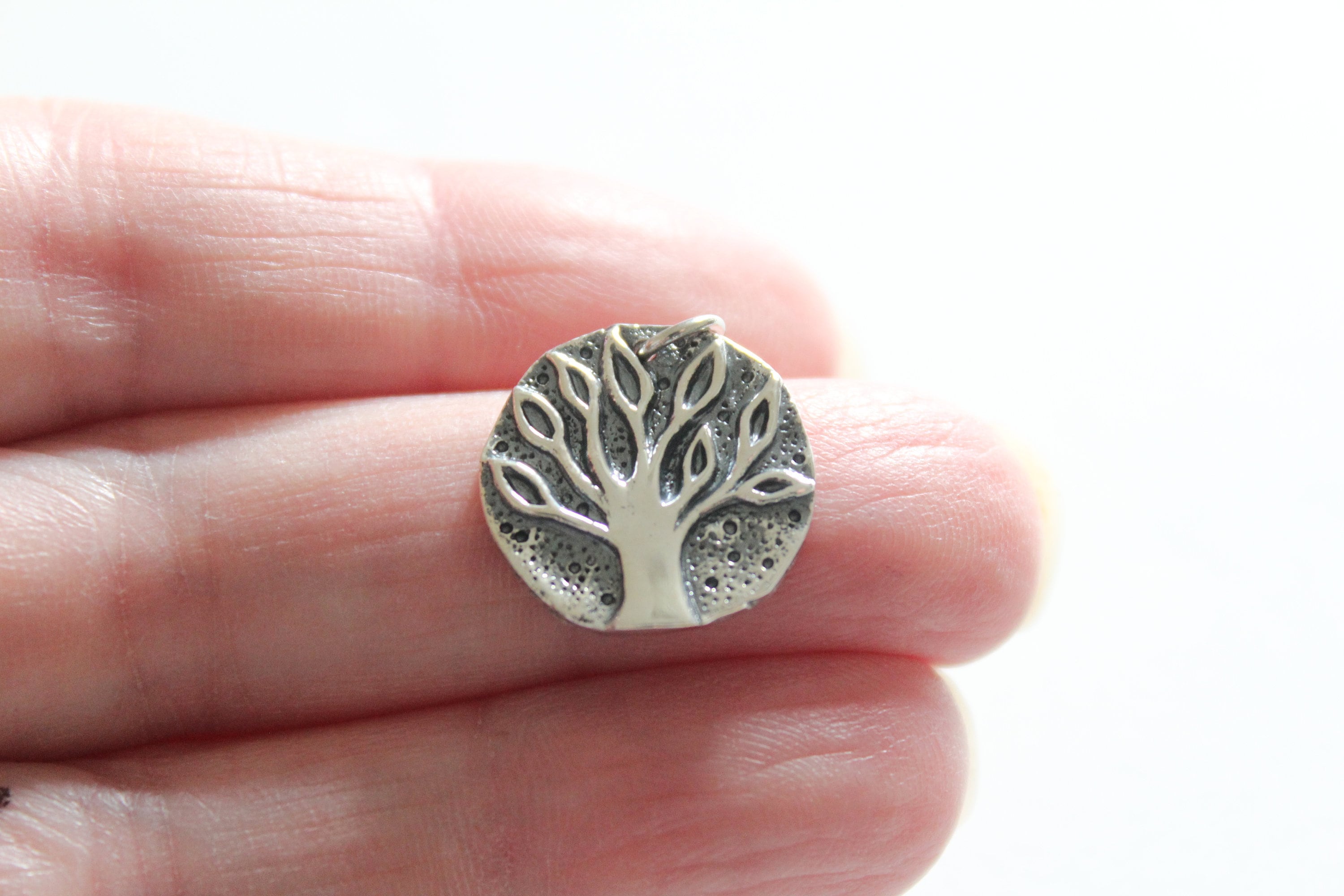 Sterling Silver Ancient Tree Coin Charm Silver Ancient Tree | Etsy