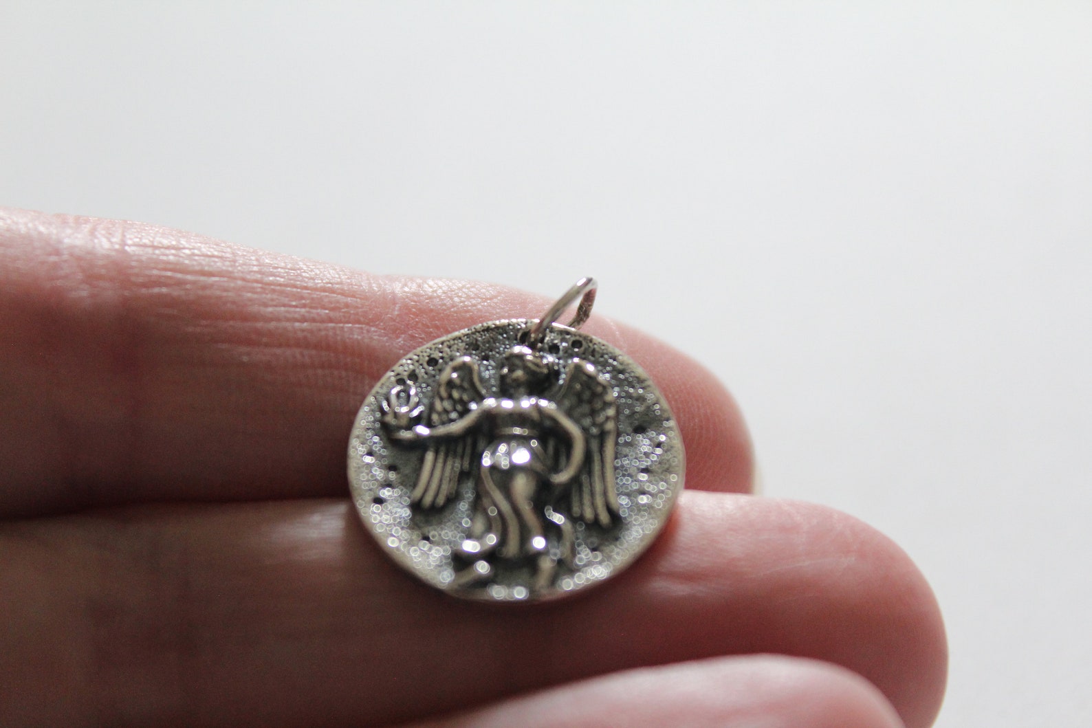 Sterling Silver Ancient Angel Coin Charm Necklace - Etsy