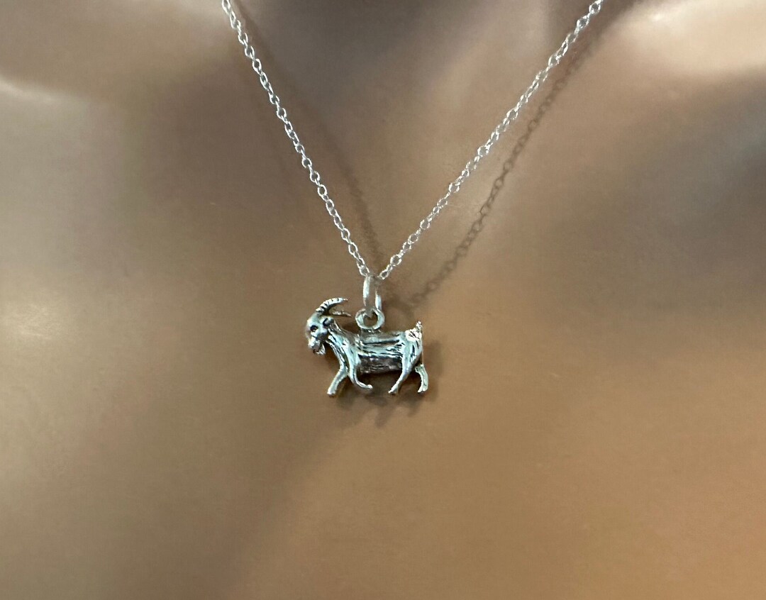 Sterling Silver Goat Charm Necklace, Sterling Silver Goat Pendant ...
