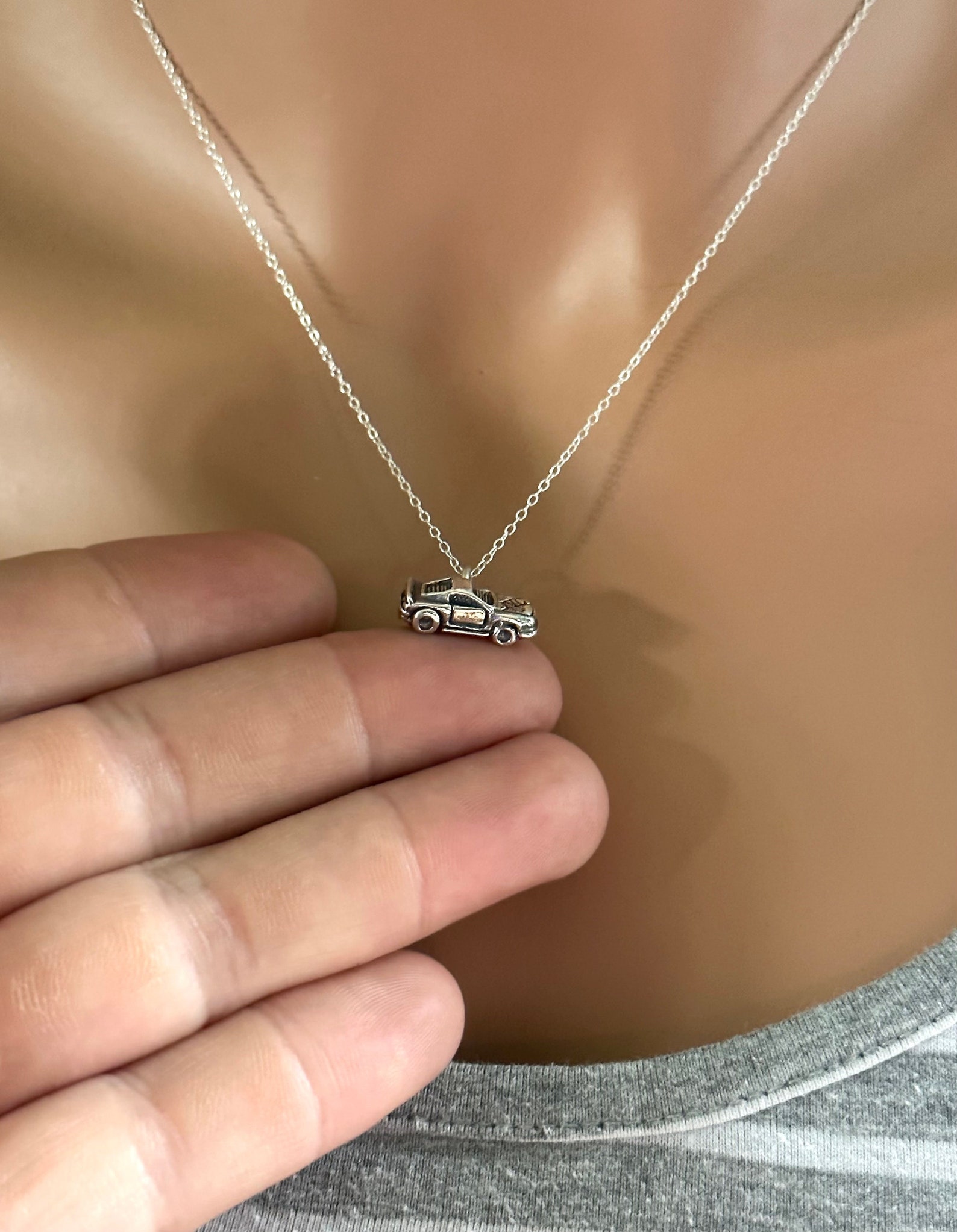 Sterling Silver 3D Race Car Necklace: Small Automotive Pendant - Etsy