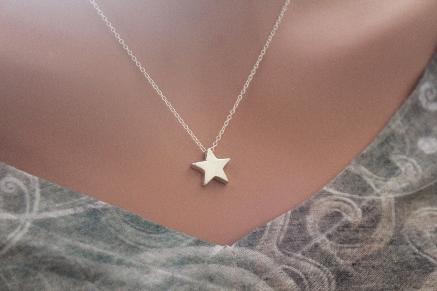 Sterling Silver Star Charm Necklace: Simple Celestial Jewelry - Etsy