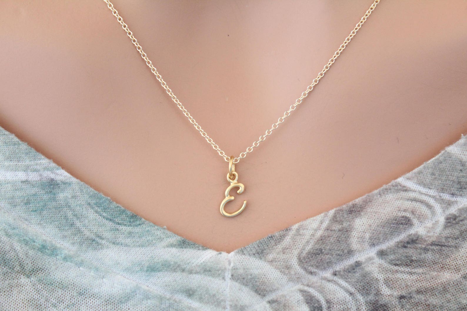 Gold Cursive E Initial Necklace E Letter Necklace Cursive E | Etsy