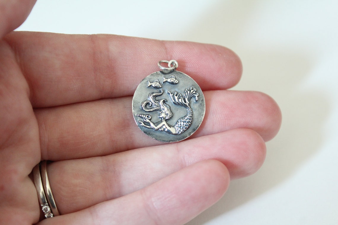 Sterling Silver Mermaid Coin Charm Silver Mermaid Coin Charm | Etsy