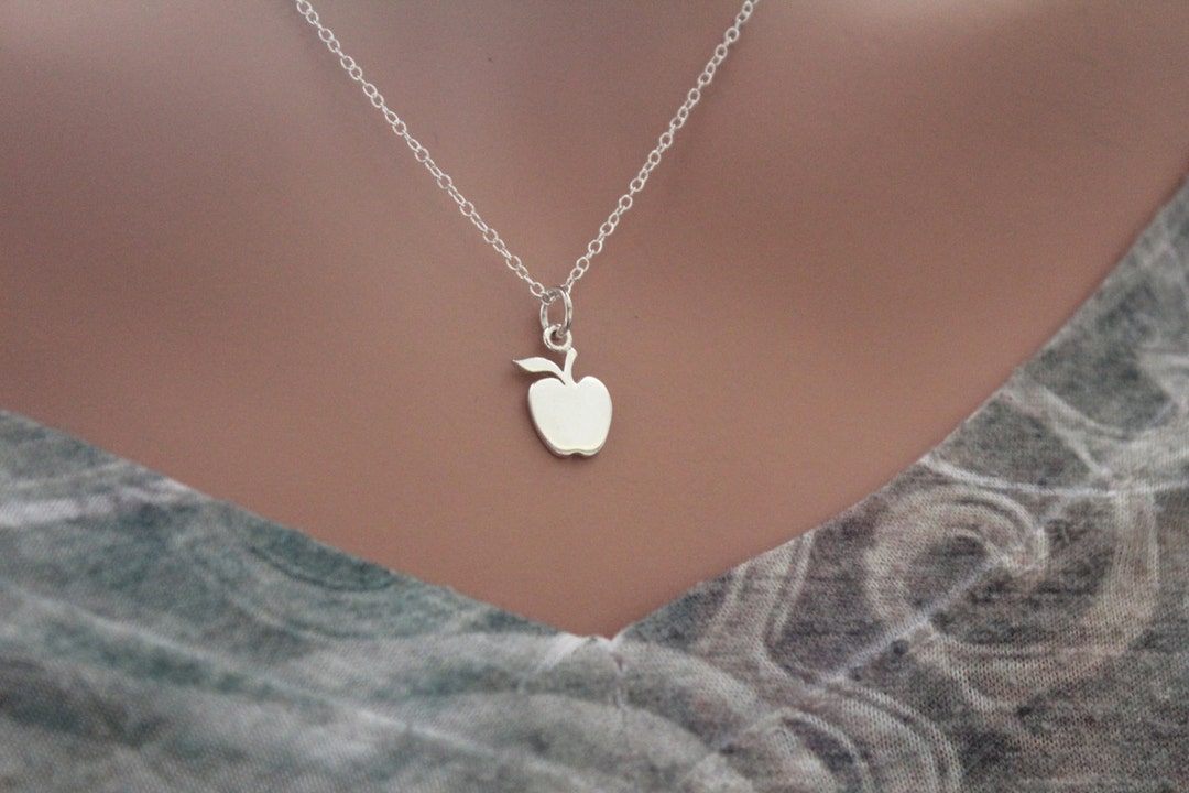 Sterling Silver Apple Cutout Necklace, Apple Necklace, Apple Necklace ...