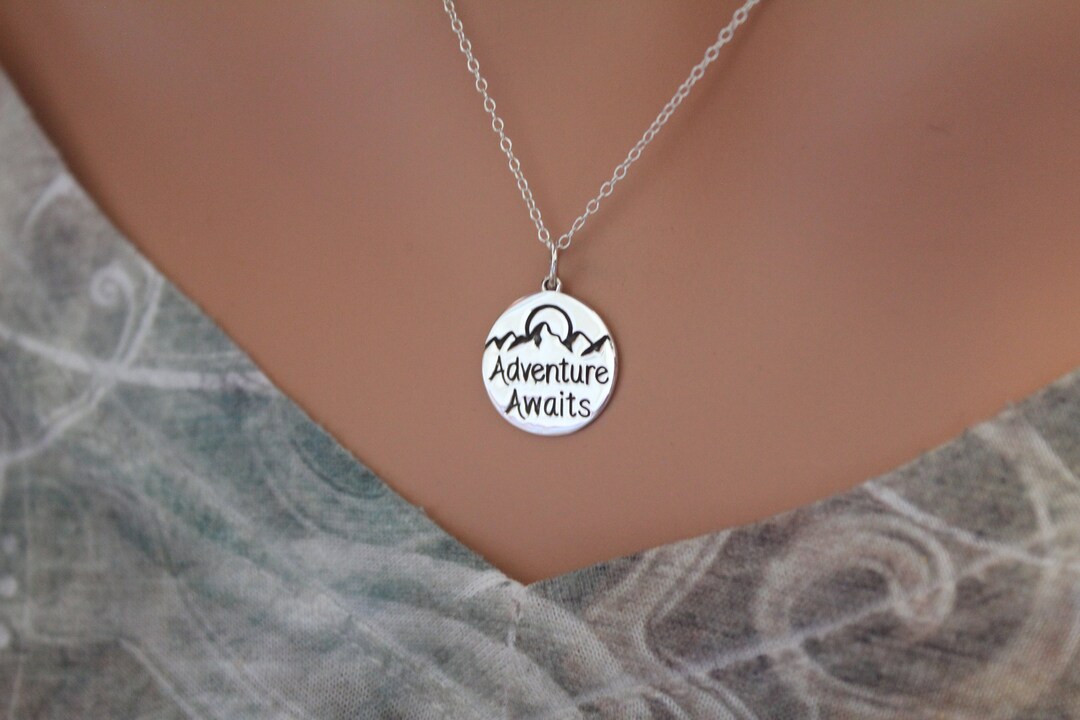 Sterling Silver Adventure Awaits Necklace: Message Pendant - Etsy