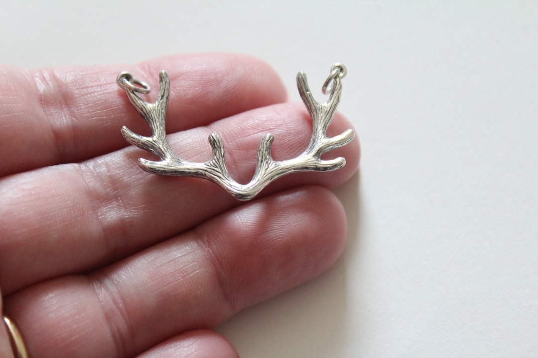Sterling Silver Antler Pendant: Buck Deer Charm - Etsy