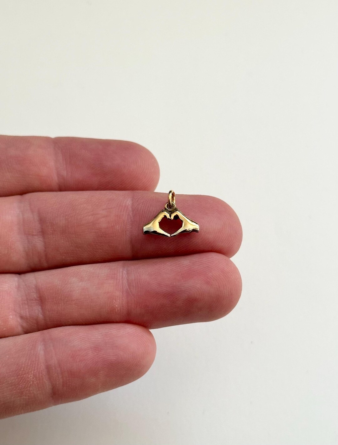 14K Gold Plated Heart Hands Charm: 3D Sterling Silver Pendant - Etsy