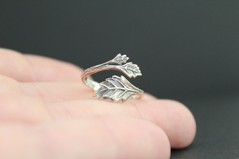 Adjustable Sterling Silver Leaf Ring: Nature Inspired Jewelry - Etsy