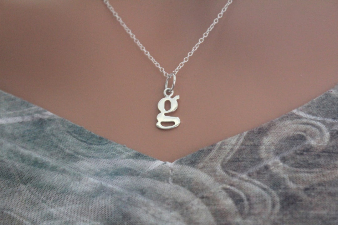 Sterling Silver Lowercase G Initial Charm Necklace, G Initial Necklace ...