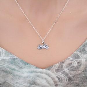 Sterling Silver Motorcycle Charm Necklace: Double Sided Realistic Bike ...