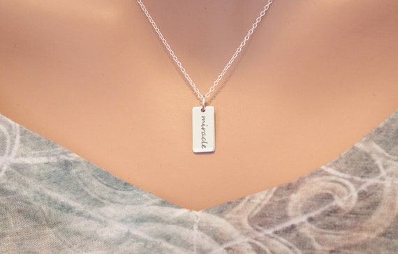 Miracle Charm Necklace Cursive Miracle Word Necklace Miracle - Etsy