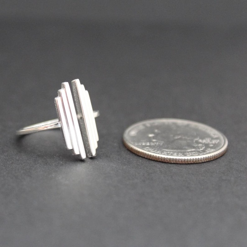 Sterling Silver Adjustable Stepped Bar Ring Sterling Silver - Etsy