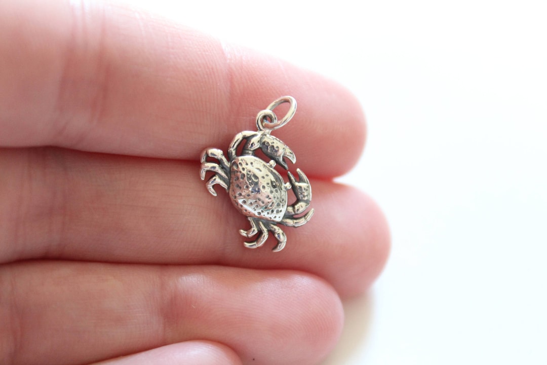 Sterling Silver 3D Crab Charm: Ocean Beach Pendant - Etsy