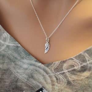 Sterling Silver Tiny Wing Charm Necklace, Realistic Wing Necklace, Wing ...