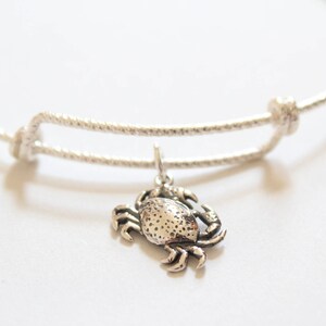 Leather Bracelet With Sterling Silver Crab Charm, Crab Charm Bracelet ...