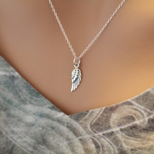 Sterling Silver Tiny Wing Charm Necklace, Realistic Wing Necklace, Wing ...