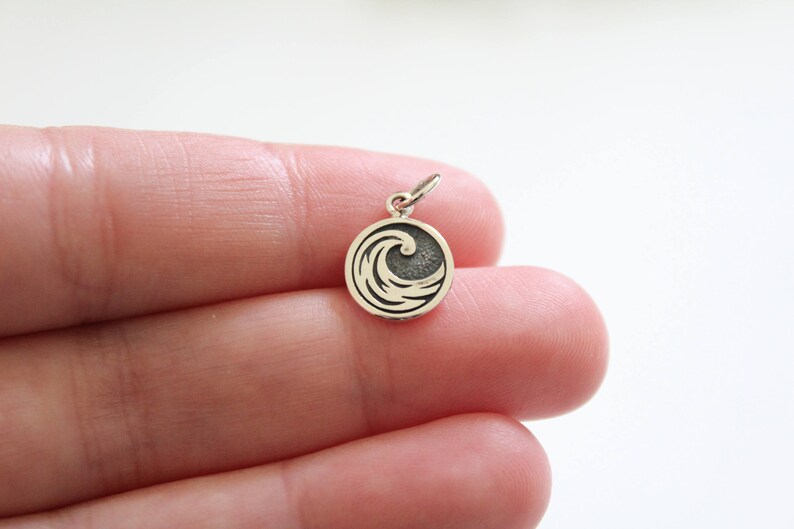 Sterling Silver Water Element Charm Ocean Wave Charm Water - Etsy