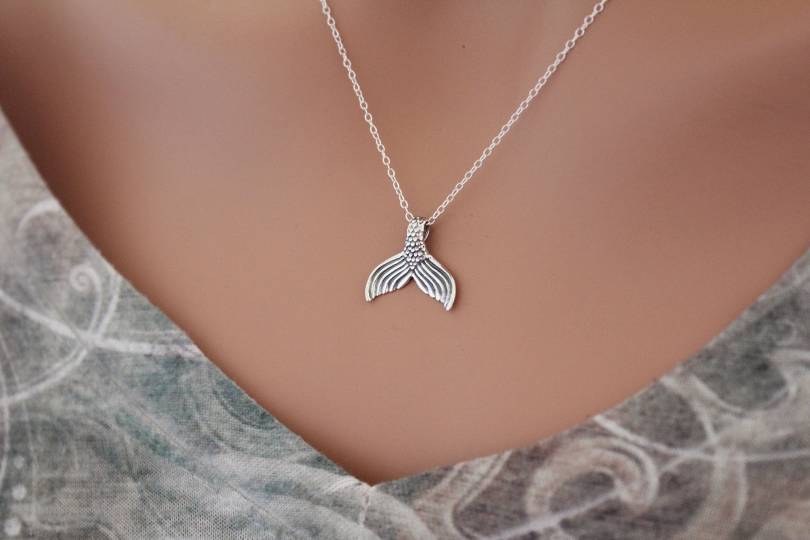 Sterling Silver Mermaid Tail Pendant Necklace Mermaid | Etsy