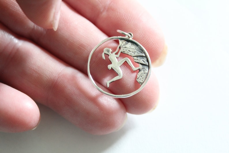 Sterling Silver Rock Climbing Girl Charm Pendant - Etsy