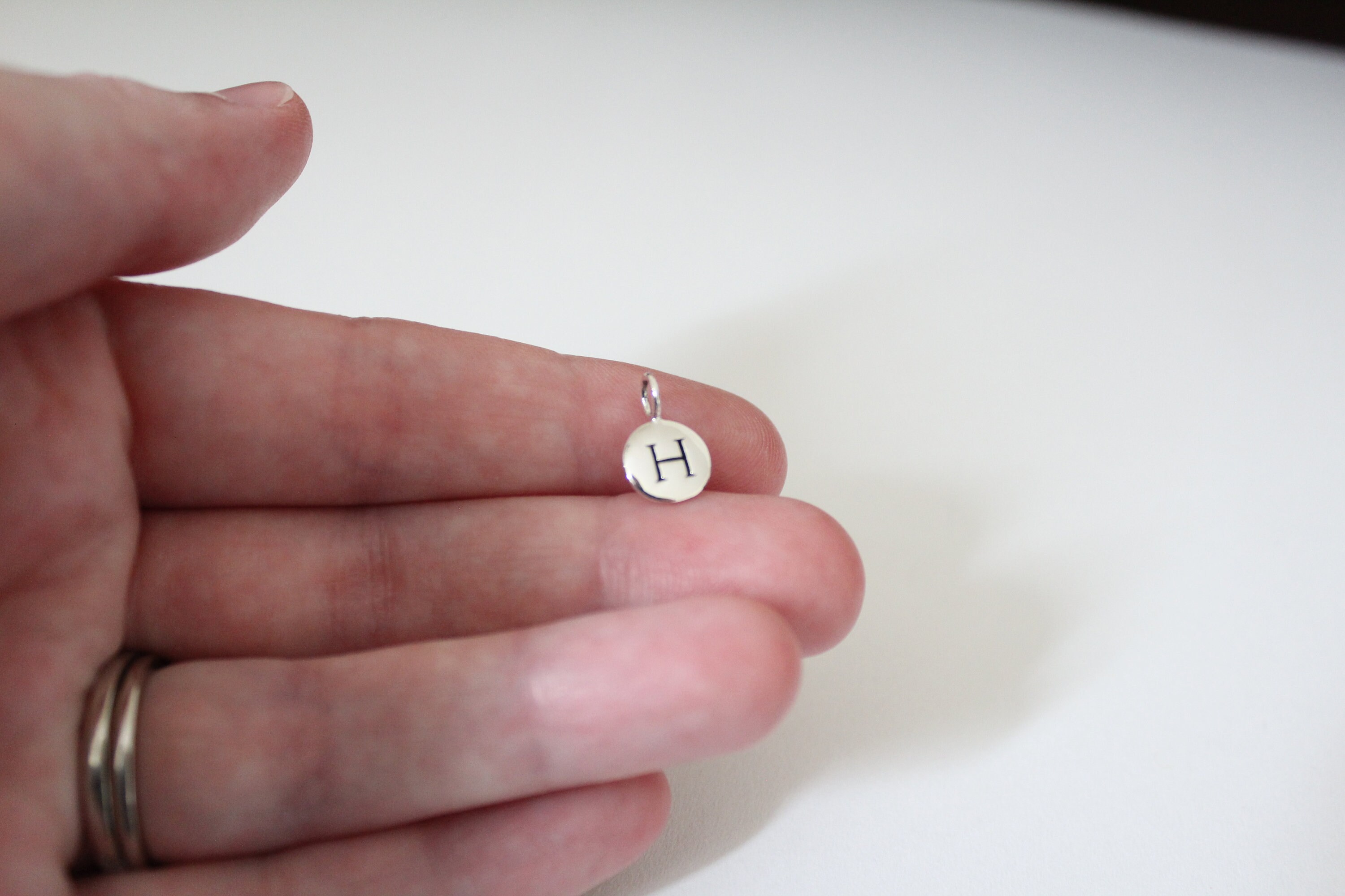 Sterling Silver Capital Initial Charm Letter H Charm Silver | Etsy
