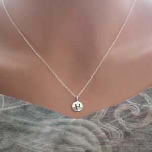 Sterling Silver Simple H Initial Necklace, Silver Stamped H Necklace ...