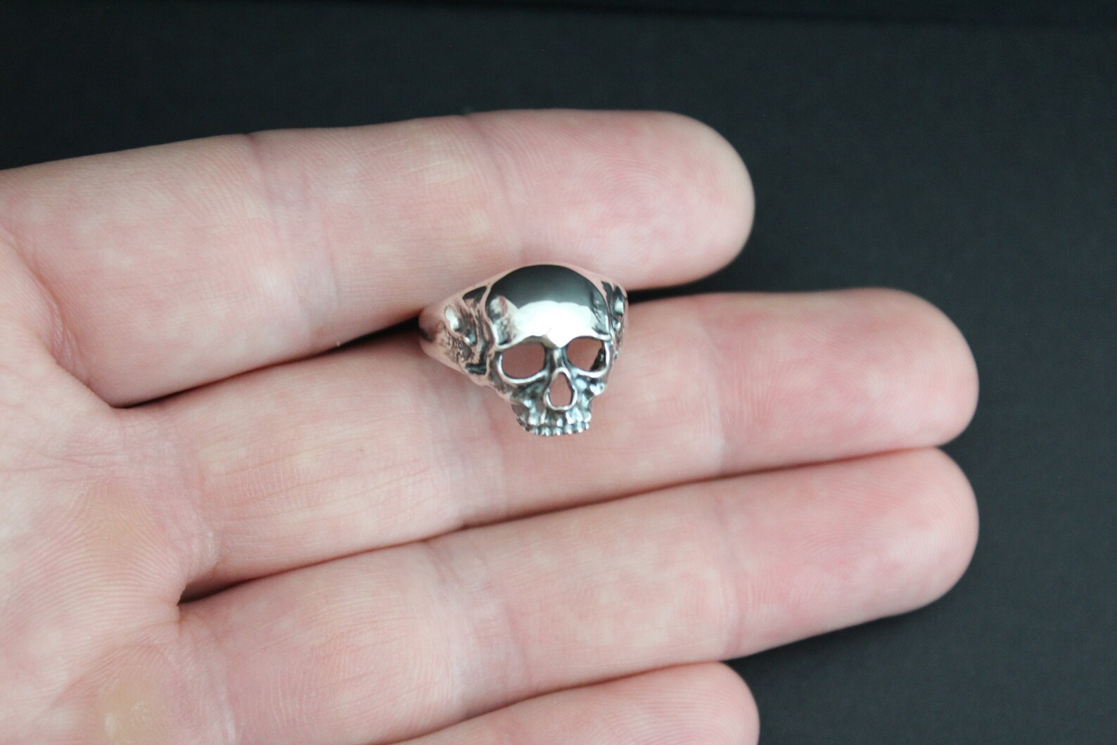 Sterling Silver Chunky Skull Ring Sterling Silver Skull Ring - Etsy