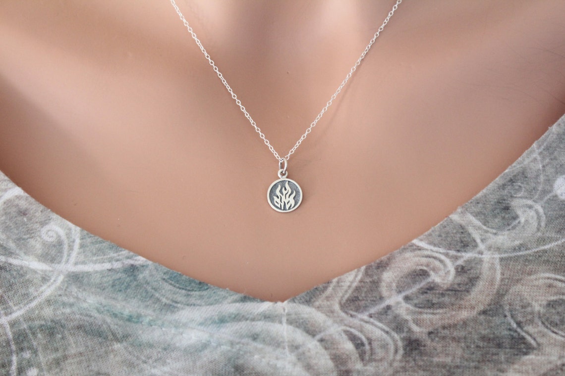 Sterling Silver Fire Element Charm Necklace - Etsy