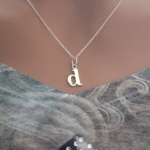 Sterling Silver Lowercase D Initial Charm Necklace, D Initial Necklace ...