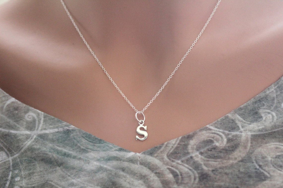 Sterling Silver Lowercase 'S' Initial Necklace - Etsy