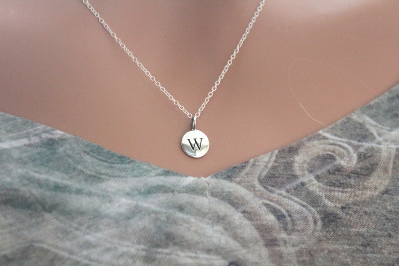 Sterling Silver Simple W Initial Necklace Silver Stamped W | Etsy