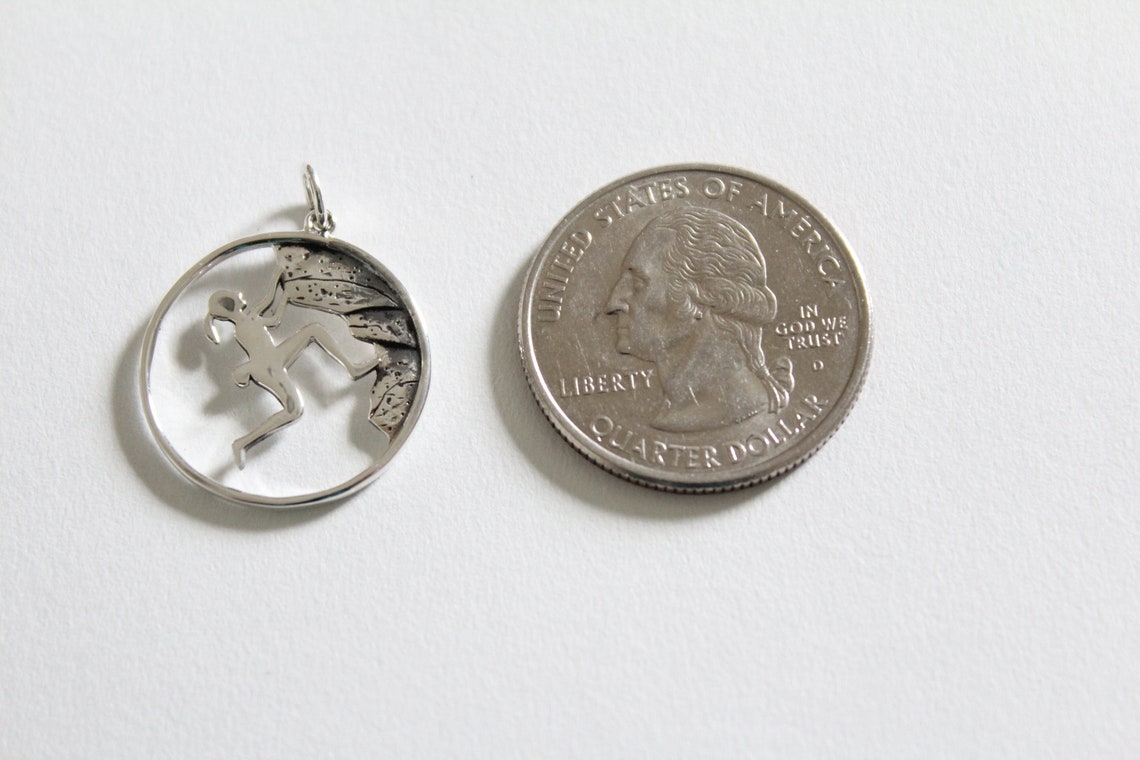 Sterling Silver Rock Climbing Girl Charm Pendant - Etsy