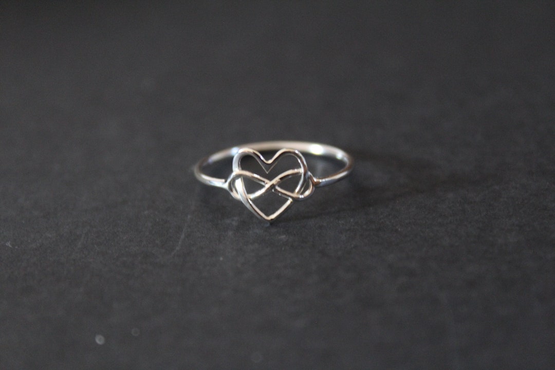 Sterling Silver Infinity Heart Ring - Etsy