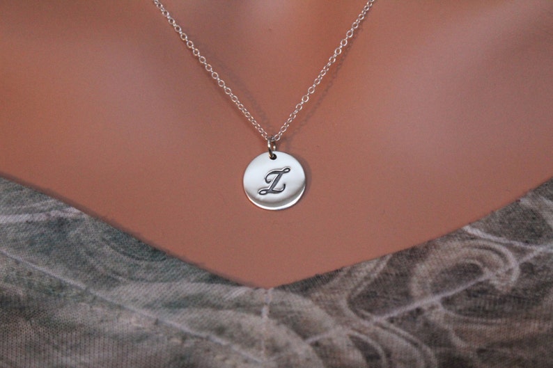 Sterling Silver Cursive Circular Z Initial Charm Necklace - Etsy