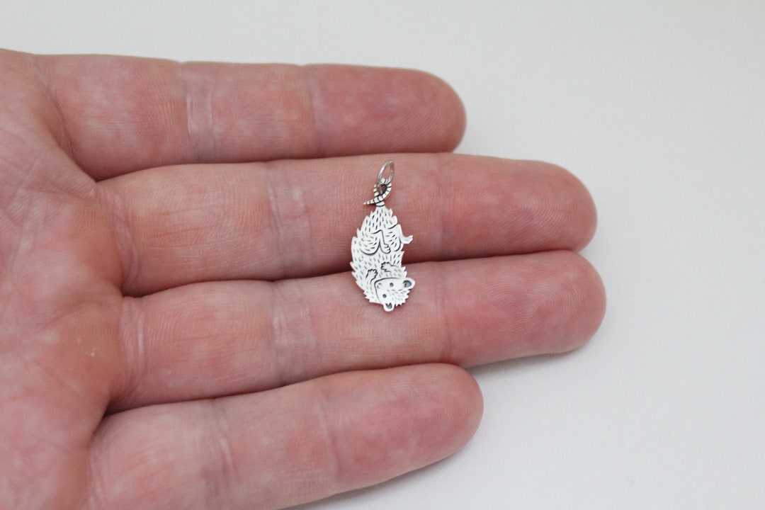 Etched Sterling Silver Opossum Charm: Flat Possum Pendant - Etsy