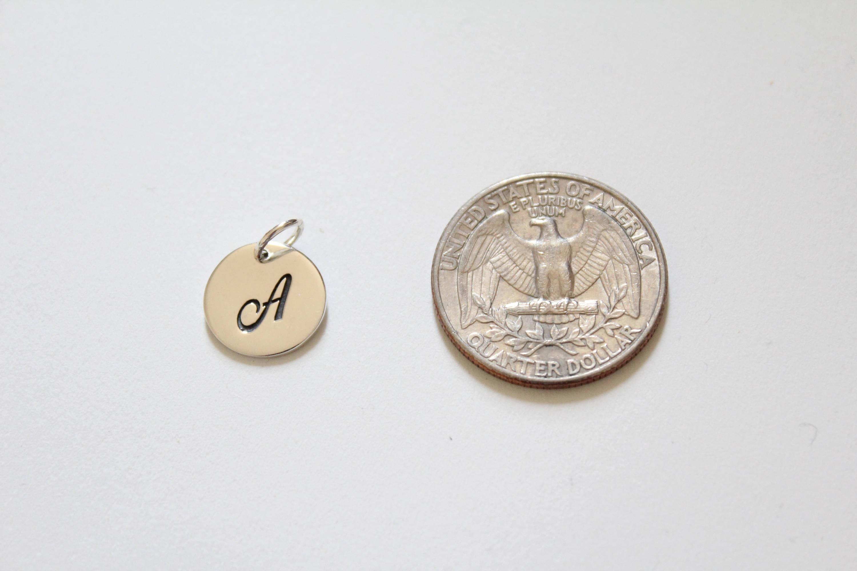 Sterling Silver Cursive Circular A Initial Charm Cursive A | Etsy