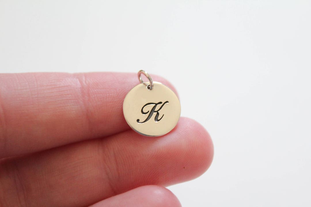 Sterling Silver Cursive Circular K Initial Charm, Cursive K Initial ...