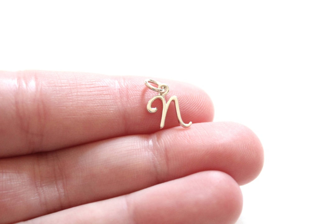 Sterling Silver Cursive N Initial Charm - Etsy
