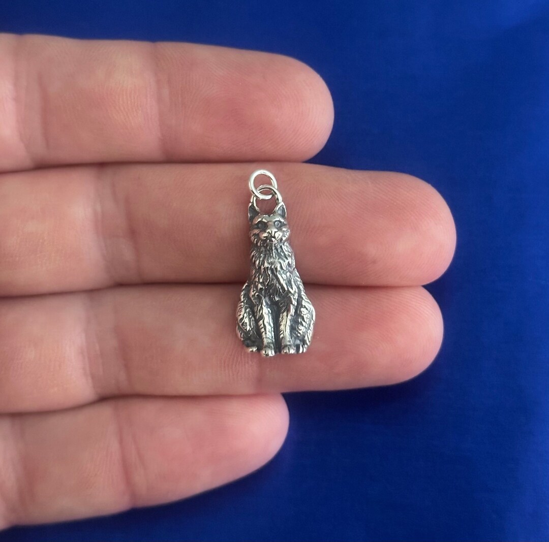 Sterling Silver Pretty Kitty Charm, Sterling Silver Adorable Cat Charm ...