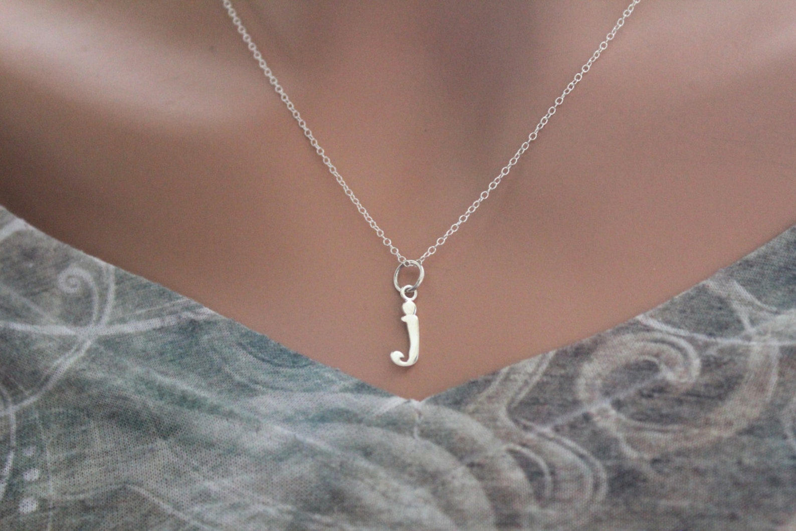Sterling Silver Lowercase J Initial Necklace - Etsy