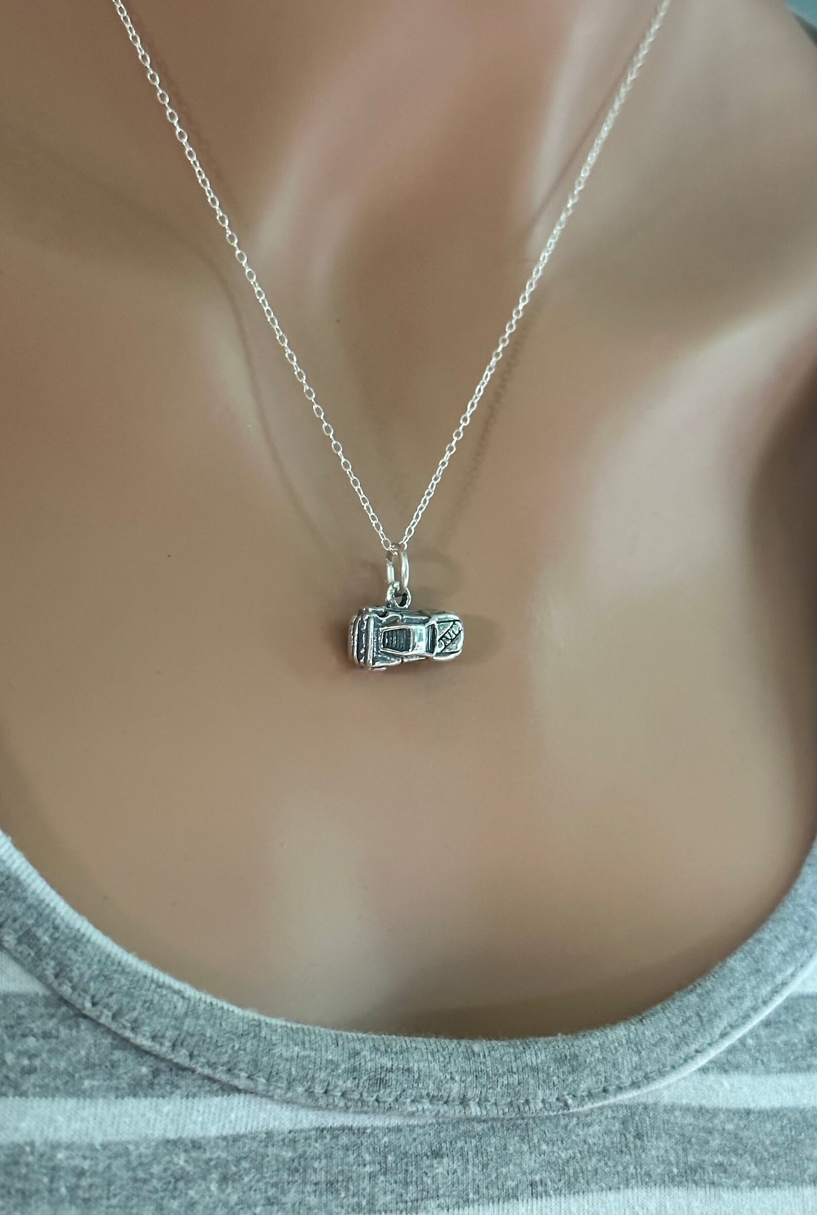 Sterling Silver 3D Race Car Necklace: Small Automotive Pendant - Etsy