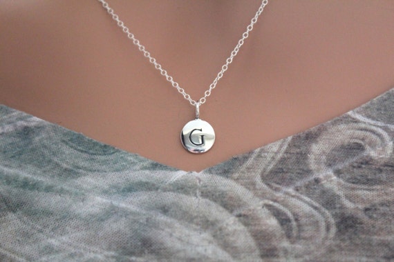Sterling Silver Simple G Initial Necklace Silver Stamped G - Etsy