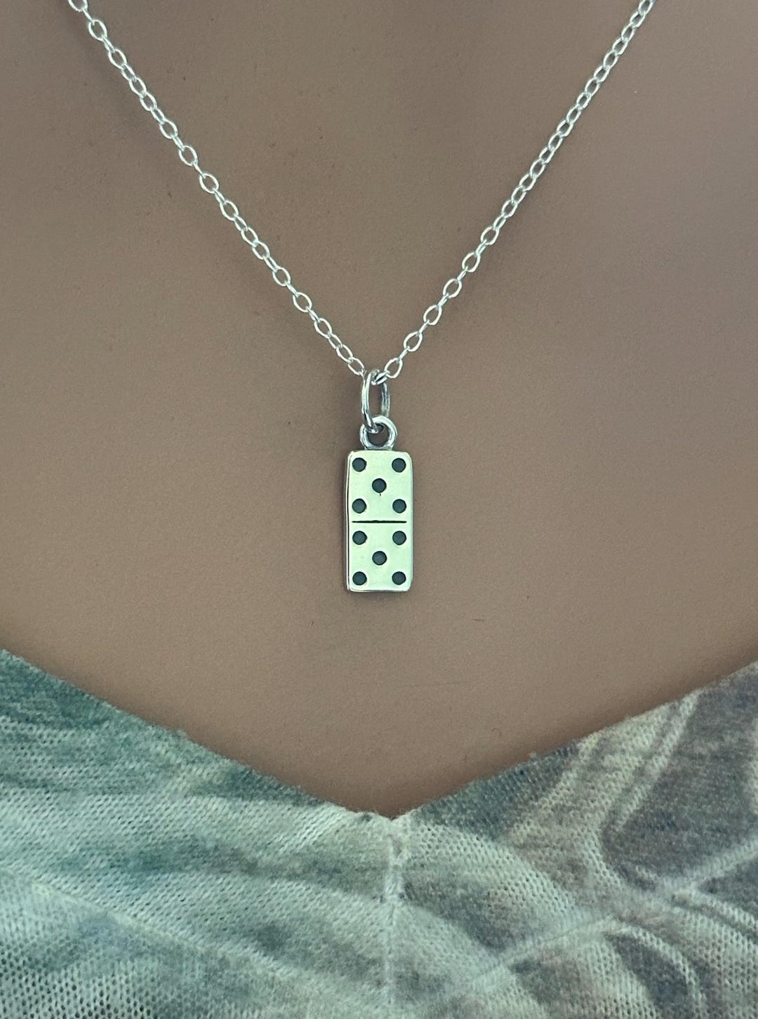 Sterling Silver Domino Necklace - Etsy