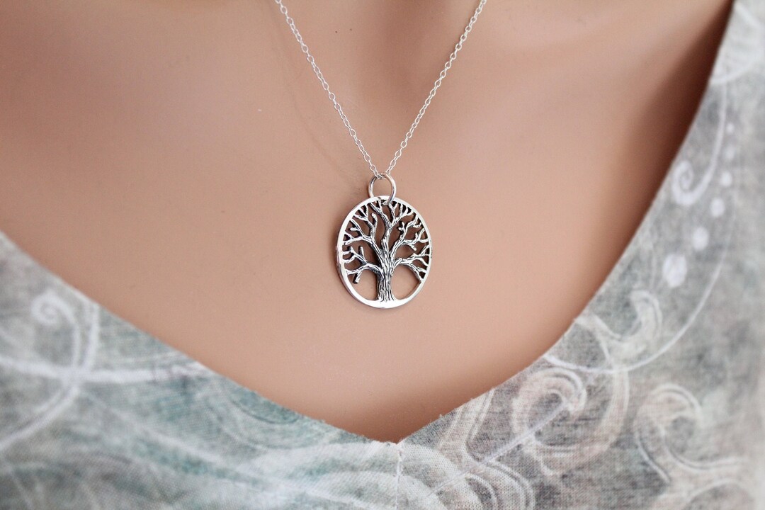 Sterling Silver Textured Tree of Life Pendant Necklace - Etsy